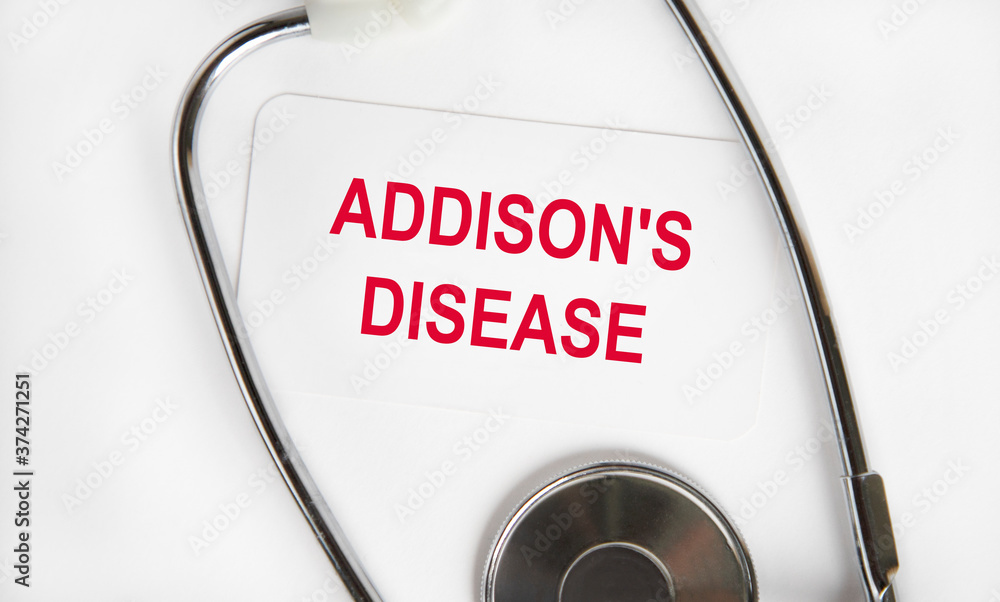 The inscription on the paper tablet is ADDISON'S DISEASE. Around the ...
