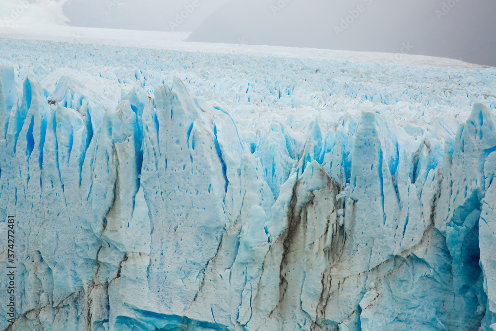 Steep slope of glacier Perito Moreno (Glaciar Perito Moreno) located in ...