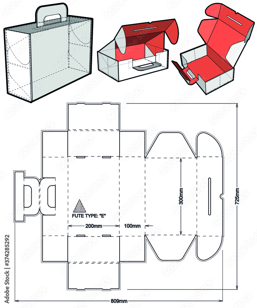 Folding Box With Handle (Internal measurement 30x20x10cm) and Die-cut ...