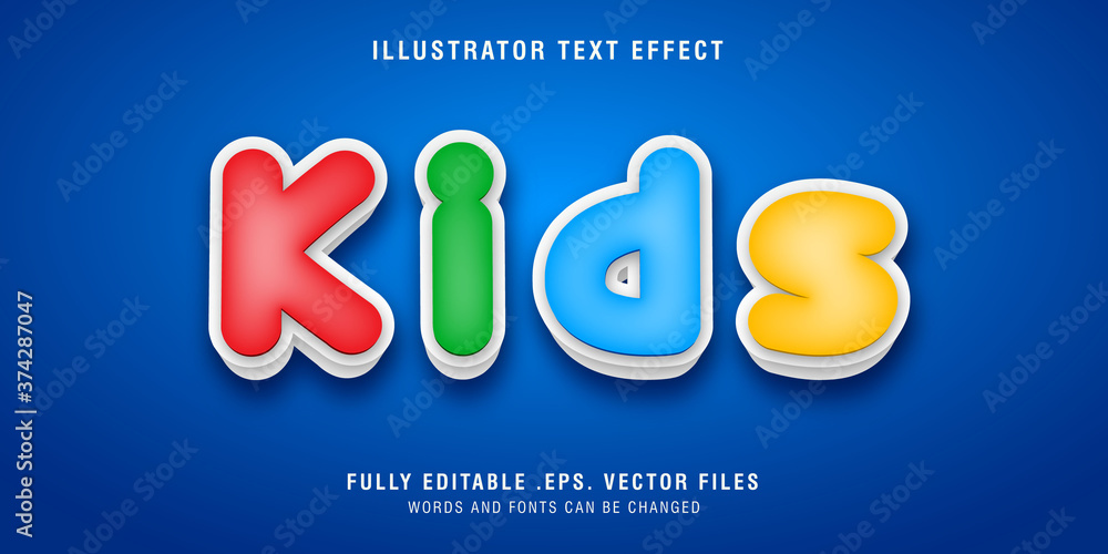 Kids text style effect, editable eps vector Stock Vector | Adobe Stock