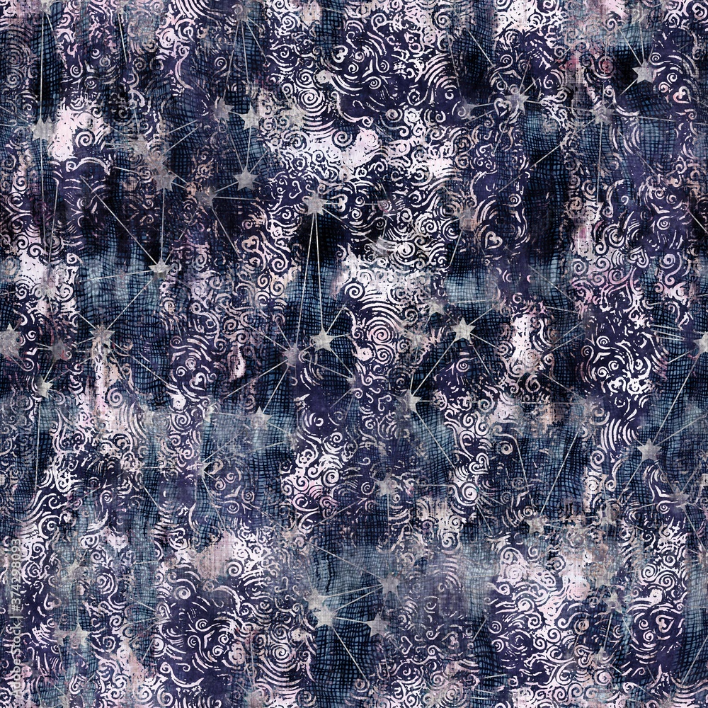 Seamless hand drawn lines mixed media collage design in old aged worn ...