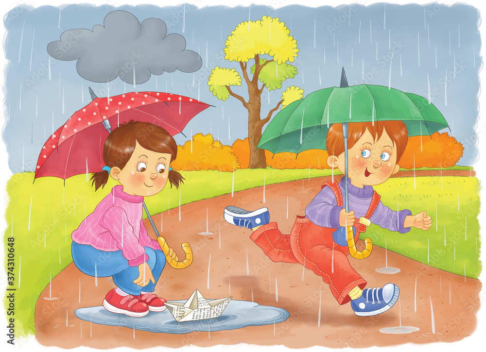 Autumn. Fall. Illustration for children. Coloring book. Coloring page ...