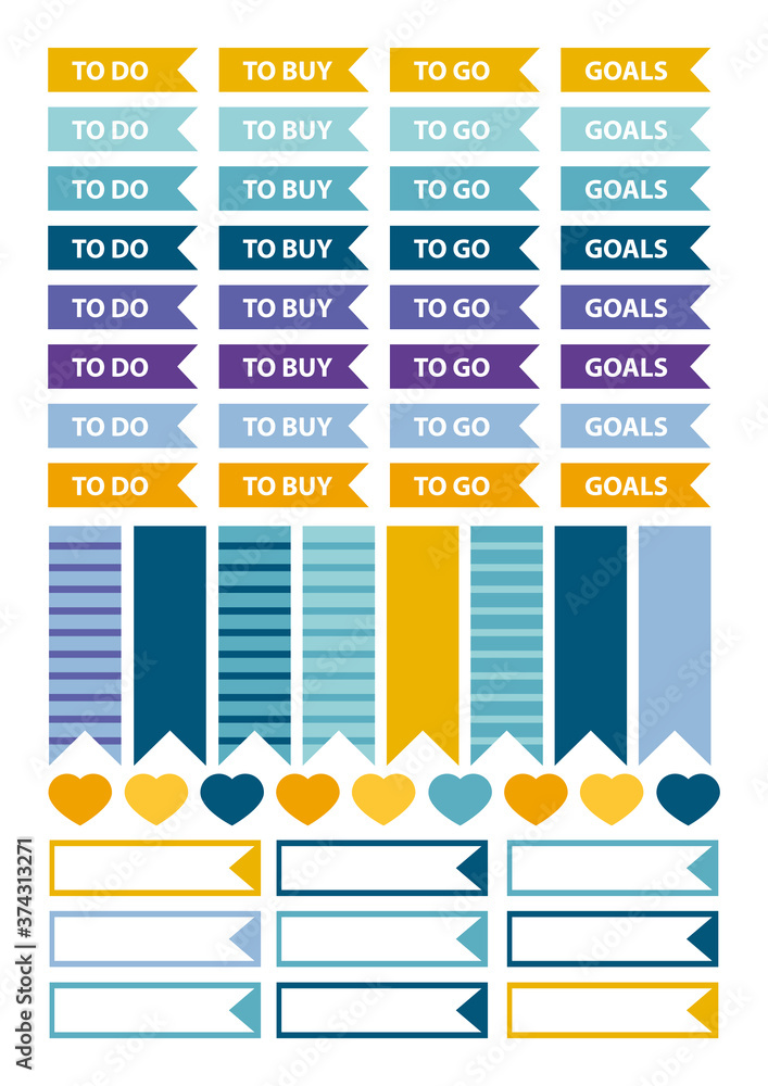 WebPrintable page with stickers A4 size, digital paper vector ...