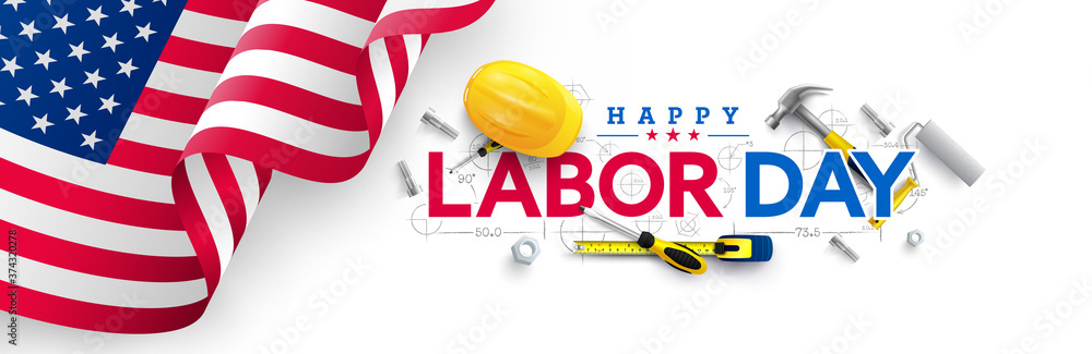 Labor Day poster template.USA Labor Day celebration with American flag ...