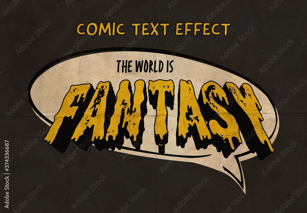 Horror Retro Comic Text Effect Mockup Stock Template | Adobe Stock