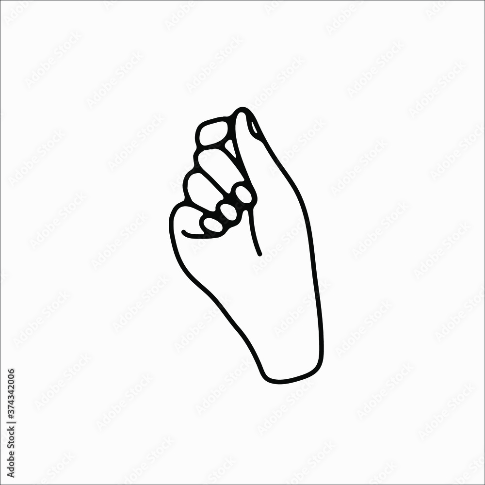 hand drawn hand icons in simple minimalistic line art style. logo ...