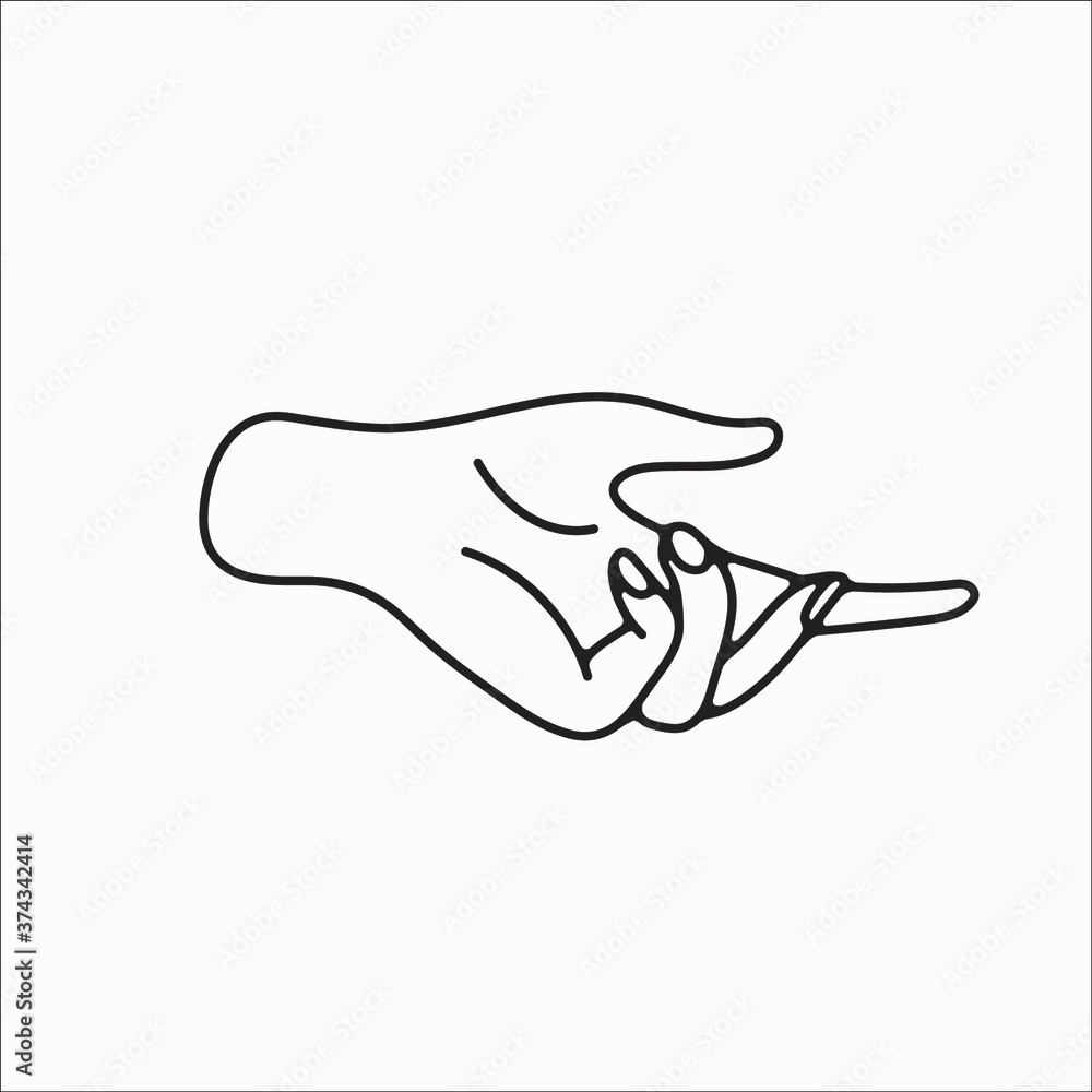 hand drawn hand icons in simple minimalistic line art style. logo ...