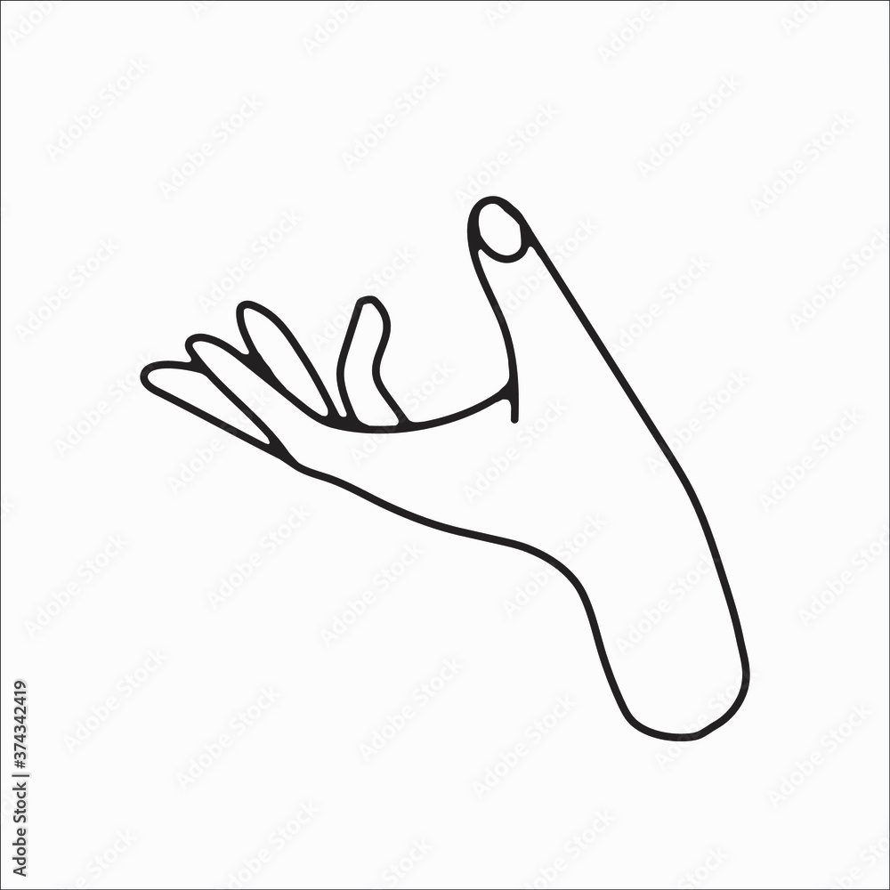hand drawn hand icons in simple minimalistic line art style. logo ...