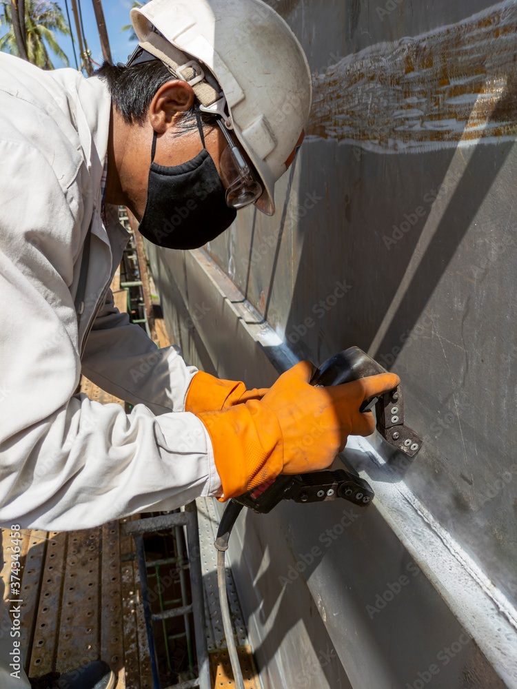 Checking defect in welded with process Magnetic Particle Testing(MT) of ...