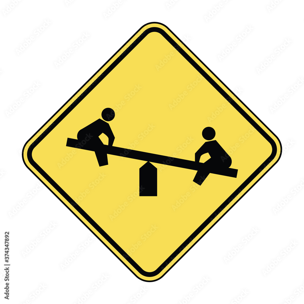 Playground road sign. Vector illustration of warning children traffic ...