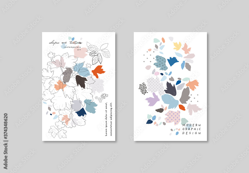 Set of Posters with Floral Elements and Textures Stock Template | Adobe ...