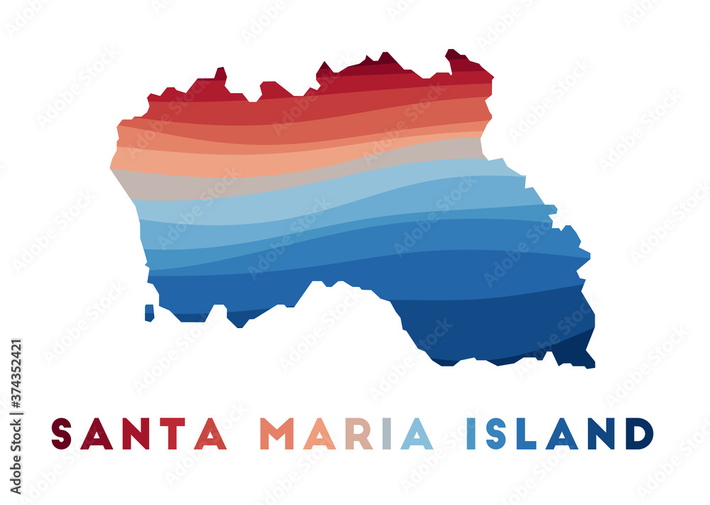 Santa Maria Island map. Map of the island with beautiful geometric ...