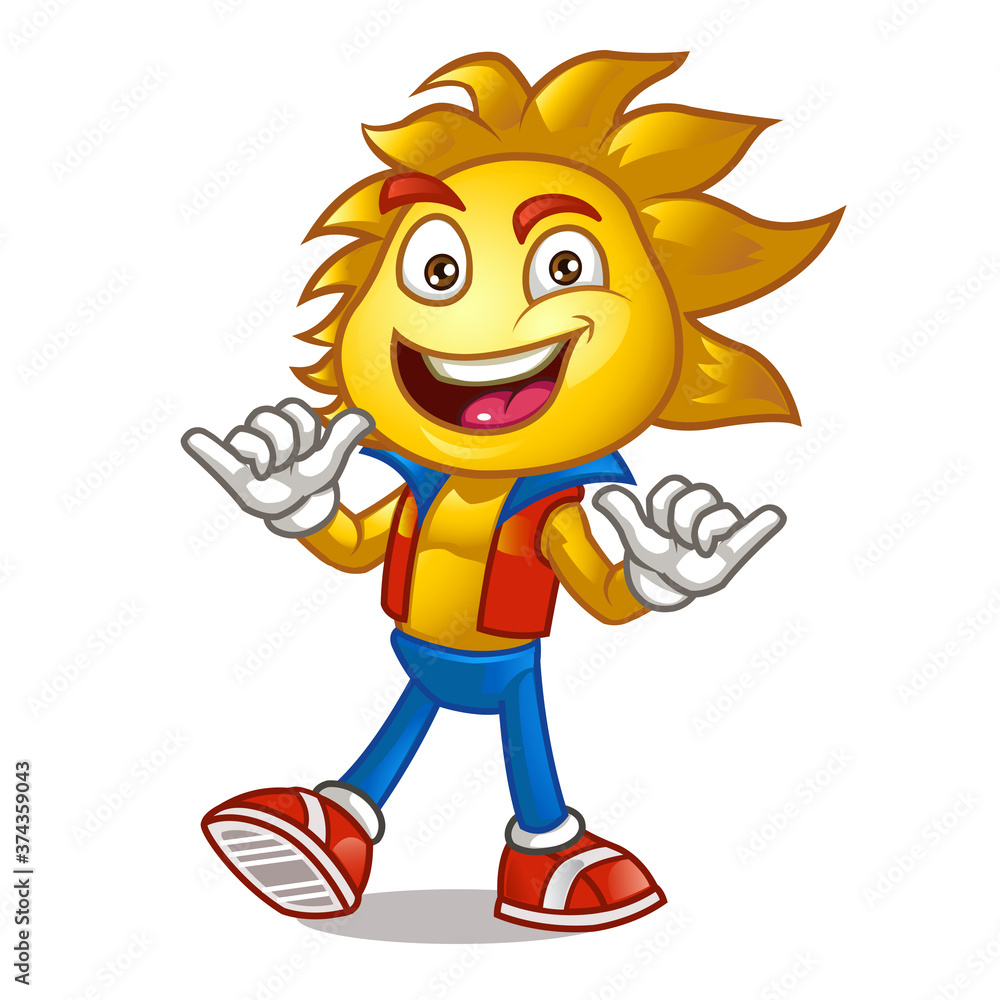 Fun Sun Cartoon Mascot Showing Hand Signals Stock Illustration | Adobe ...