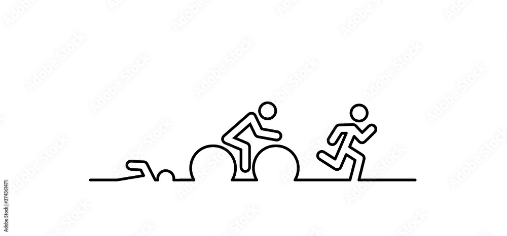 Swim Bike Run Stick Figure