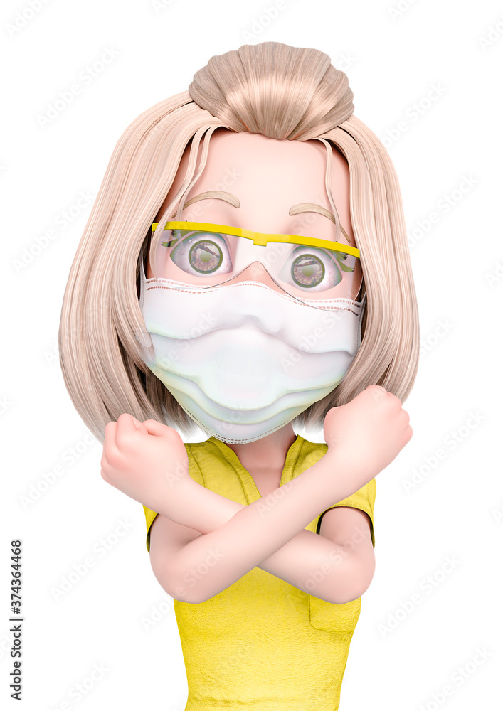 blond wearing a scrubs is showing the new way to hug Stock Illustration ...