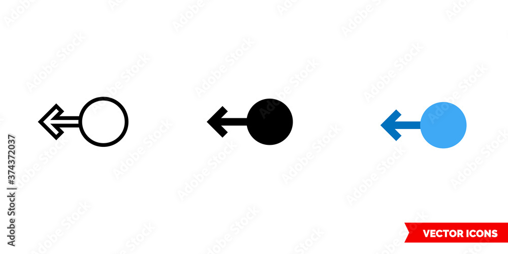 Swipe right icon of 3 types color, black and white, outline. Isolated ...