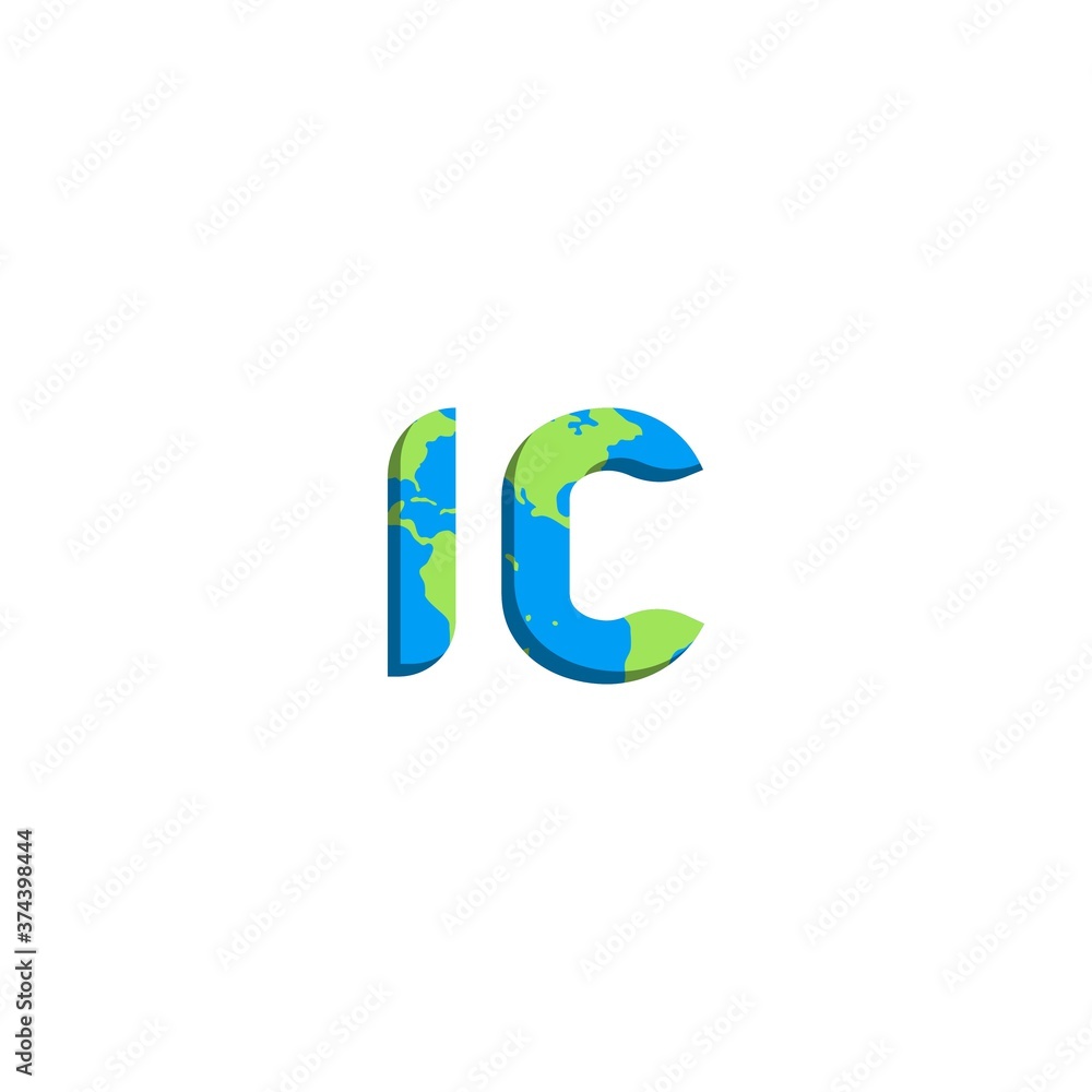 Initial IC logo design with World Map style, Logo business branding ...