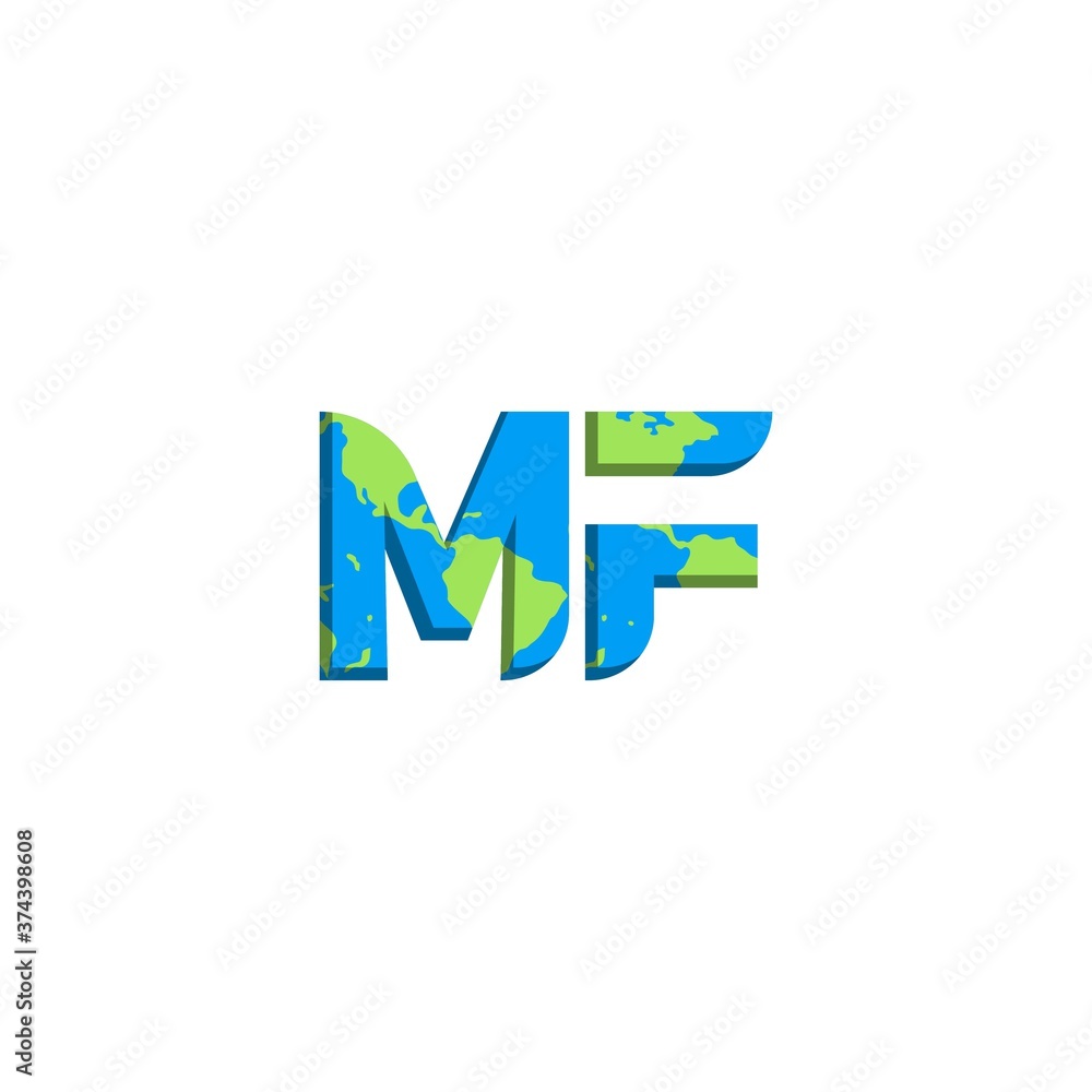 Initial MF logo design with World Map style, Logo business branding ...