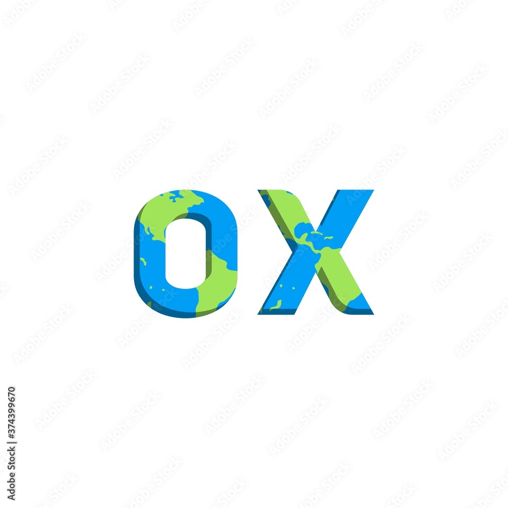 Initial OX logo design with World Map style, Logo business branding ...