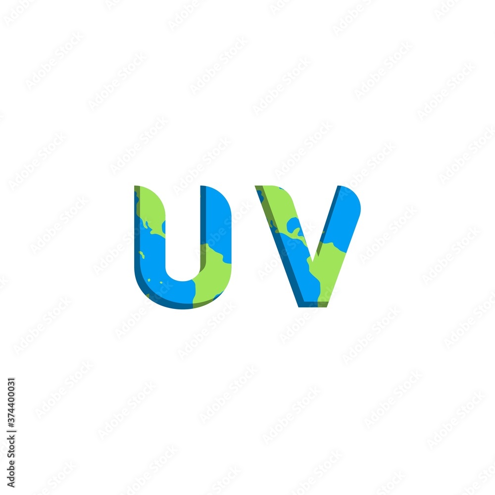 Initial UV logo design with World Map style, Logo business branding ...