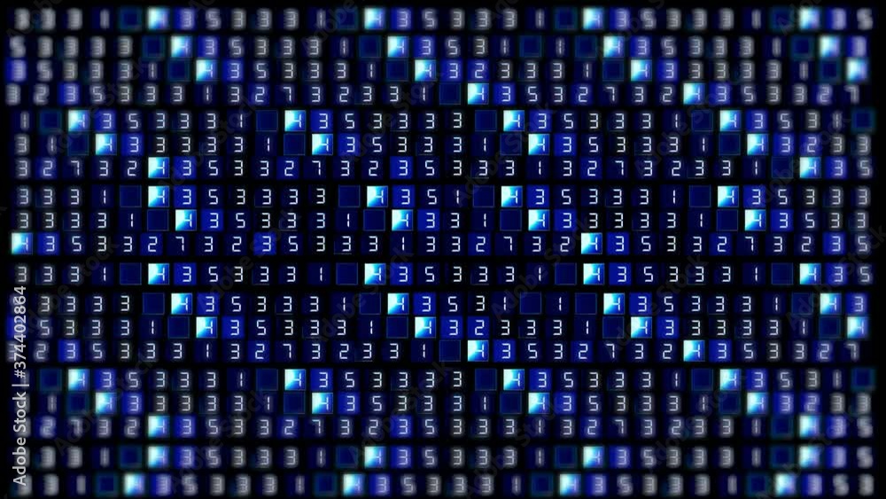Animated background from numbers. counting numbers. Technological numbers in different colors ...