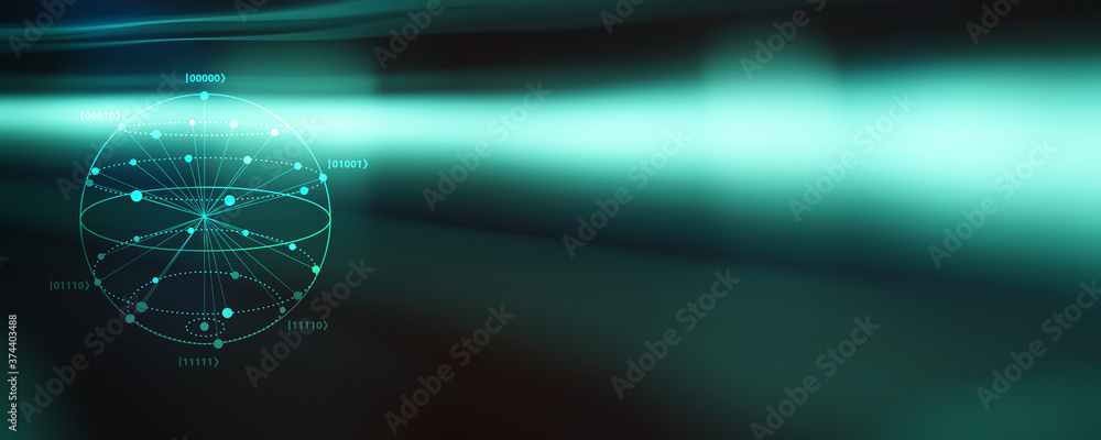 Qubit and Qsphere Banner. Quantum Computing and Technology Wallpaper ...
