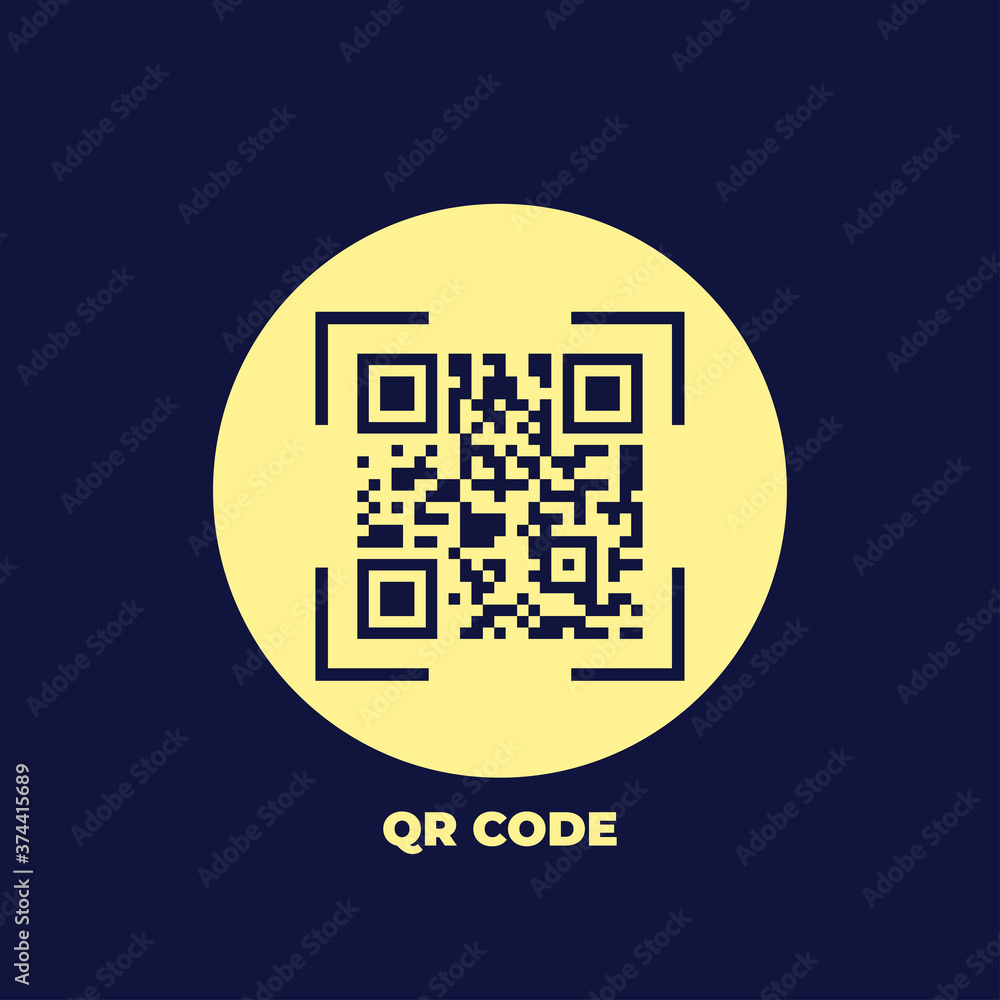 QR code icon in trendy flat style isolated on dark background. Symbol ...