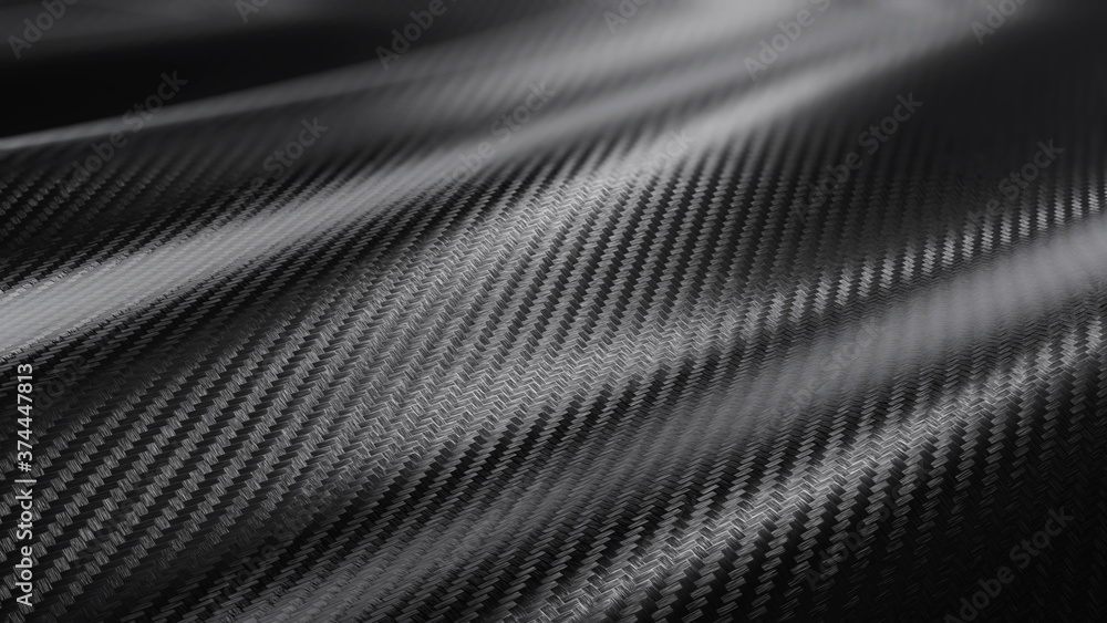 Poster Wave carbon pattern background. Dark with lighting. 3D rendering ...