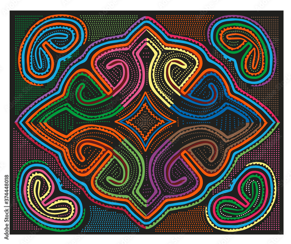 Mola from panama in svg abstract colorful background vector de Stock ...