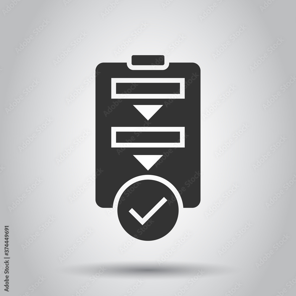 Procedure list icon in flat style. Document project vector illustration ...