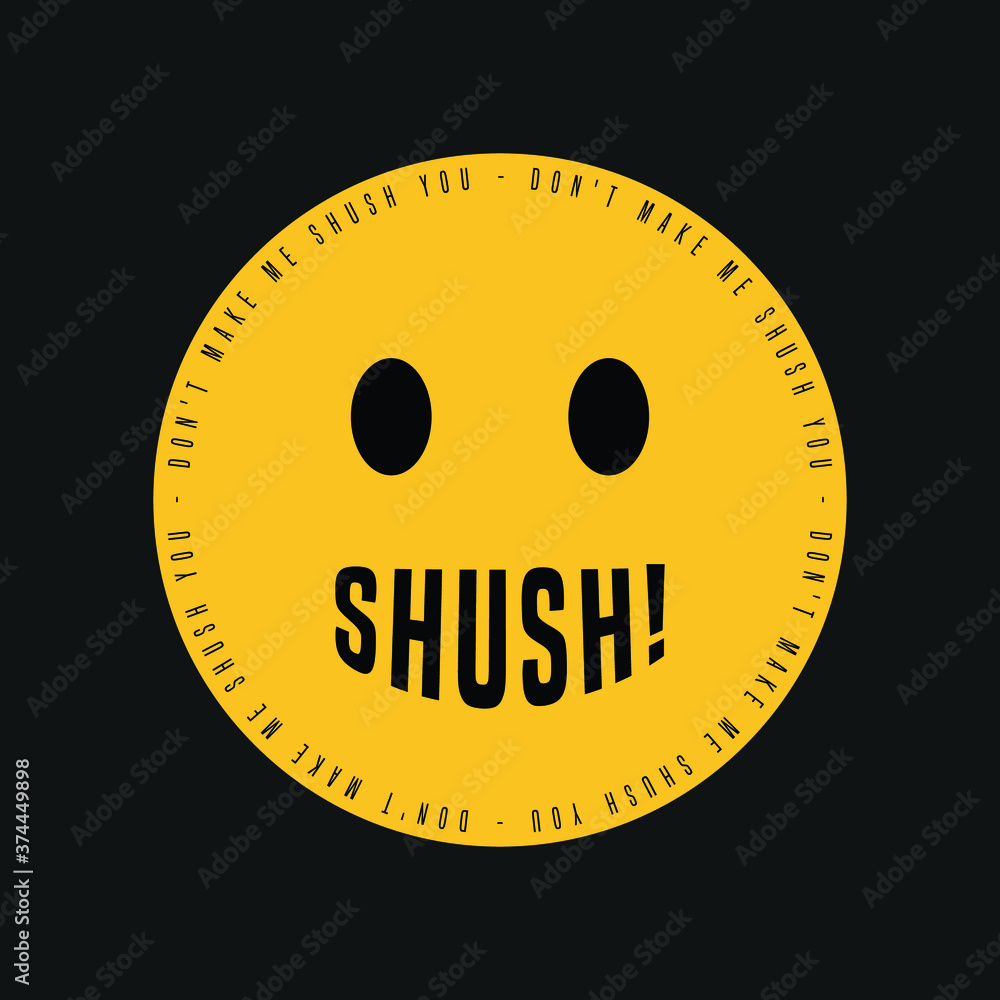 shush! emoji t shirt graphic design. Stock Vector | Adobe Stock