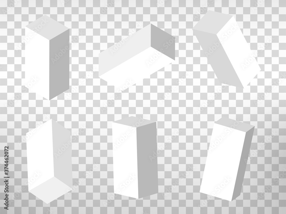 Set of perspective projections 3d parallelepipeds model icons on ...