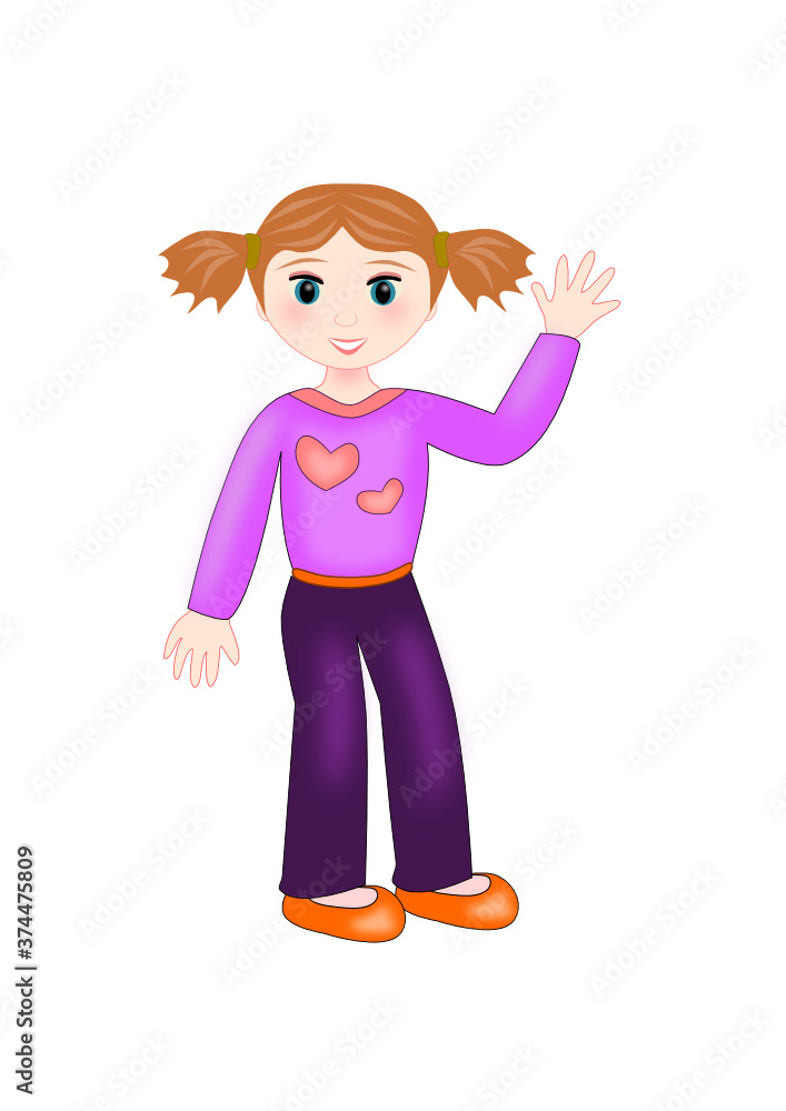 bambina che saluta Stock Vector | Adobe Stock