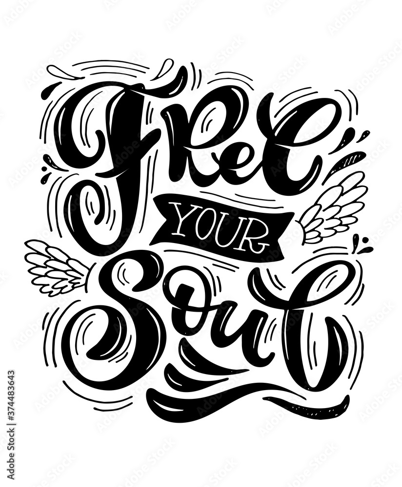 Inspiration hand drawn doodle lettering poster. Lettering art for ...