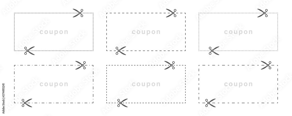 Coupon template. Cut along the dotted line. Dotted line with scissors ...