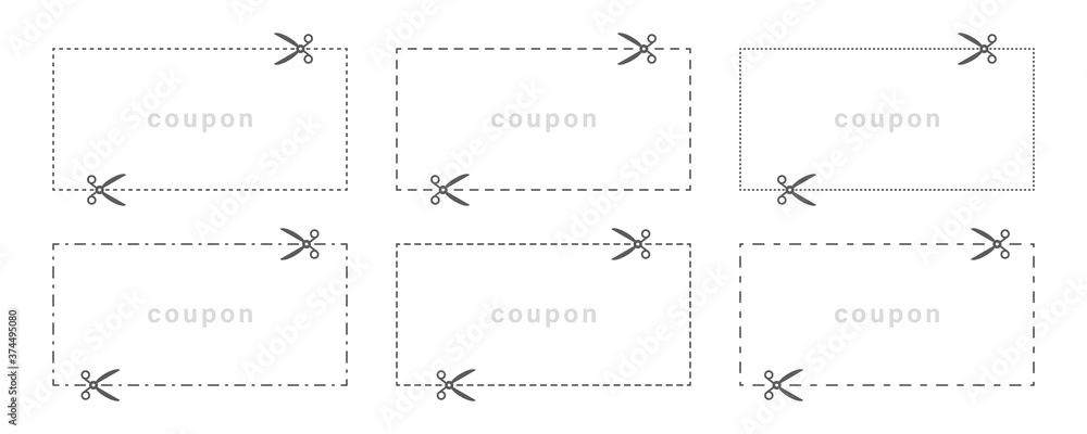 Coupon template. Cut along the dotted line. Dotted line with scissors ...