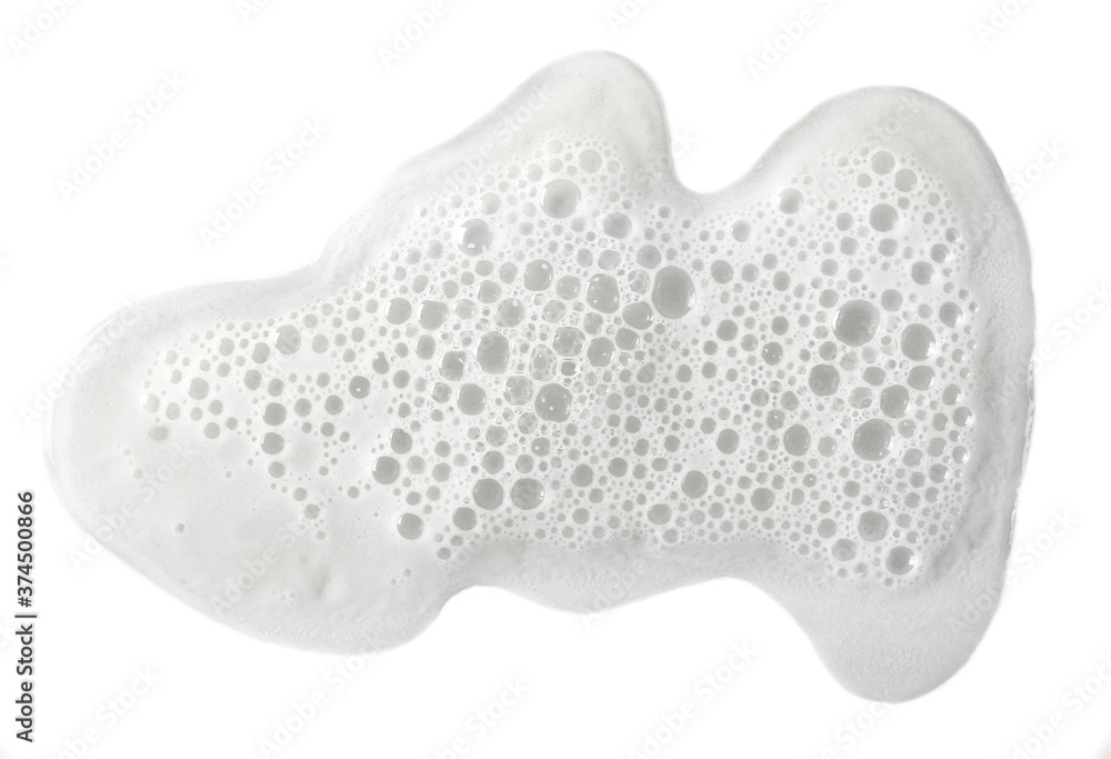 Spilled beer puddle with foam isolated on white background and texture ...