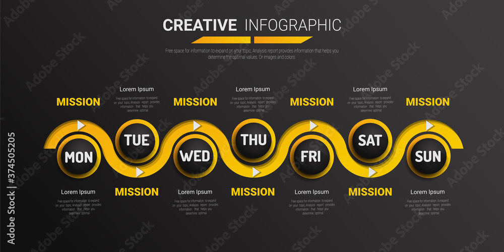Vettoriale Stock Timeline business for 7 day, 7 options, Timeline ...