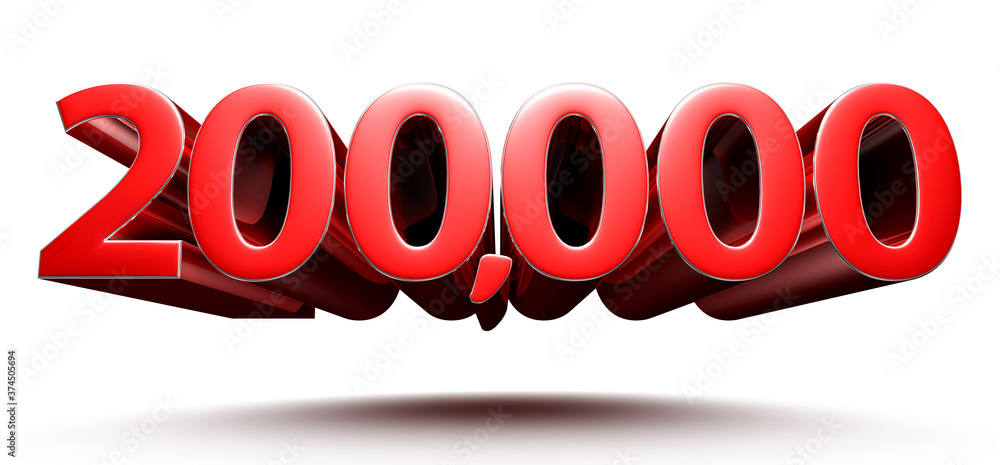 3D illustration 2 hundred thousand red isolated on a white background ...