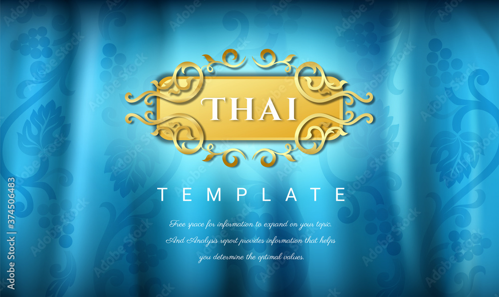 Thai background Blue color with flower Logo, Thai pattern traditional ...