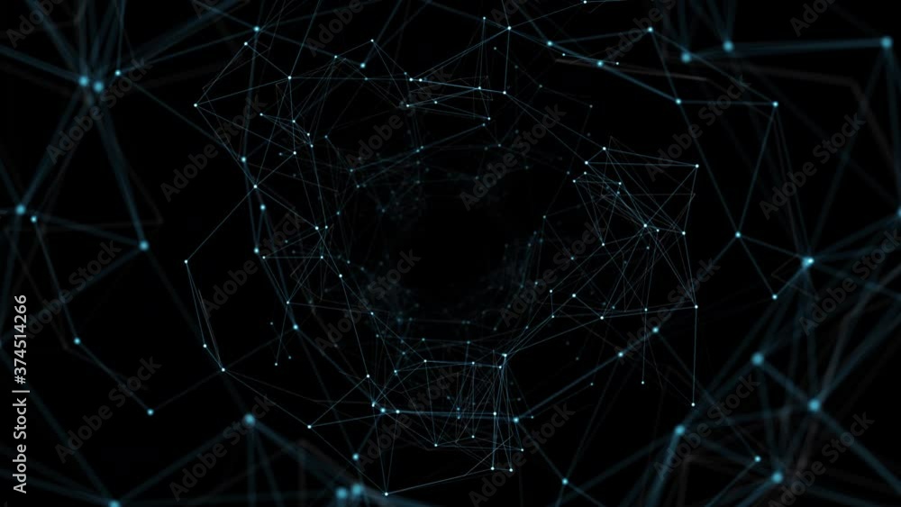 Network connected data tunnel zoom animation background. 4K Video data ...