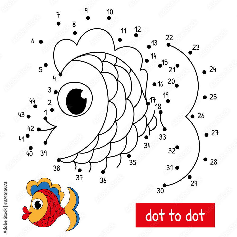 Nice fish. Connect the dots in order. Educational numbers game vector ...