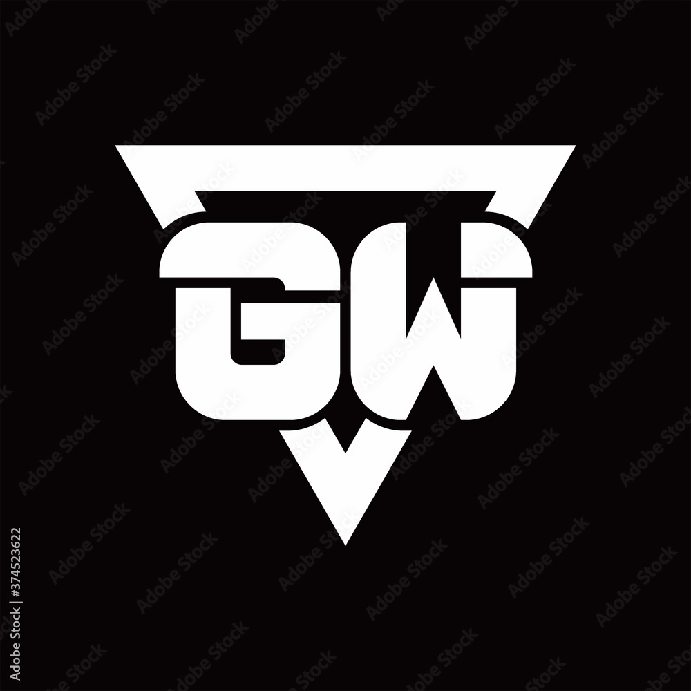GW Logo monogram with triangle shape rounded design template Stock ...