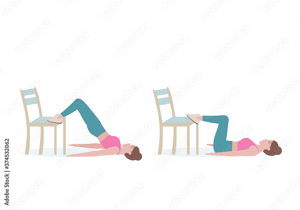 Vecteur Stock Exercises that can be done at-home using a sturdy chair ...