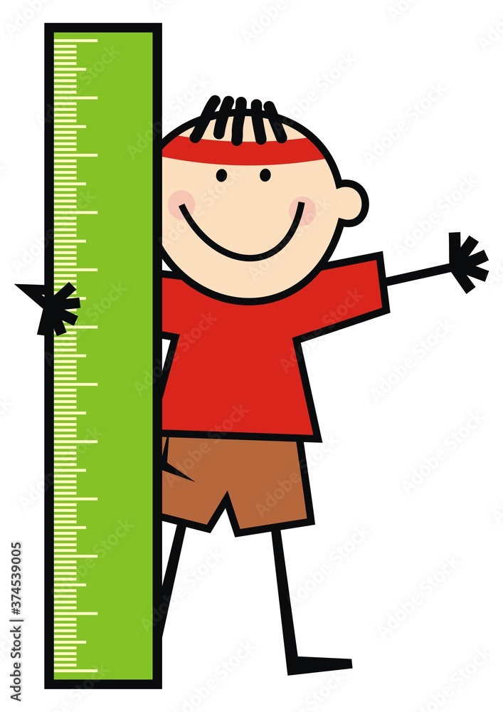 Smiling boy with ruler, vector humorous illustration Stock Vector ...