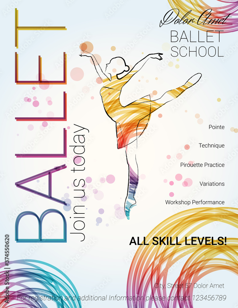 Ballet background. Flyer, brochure, invitation, ticket, poster or ...