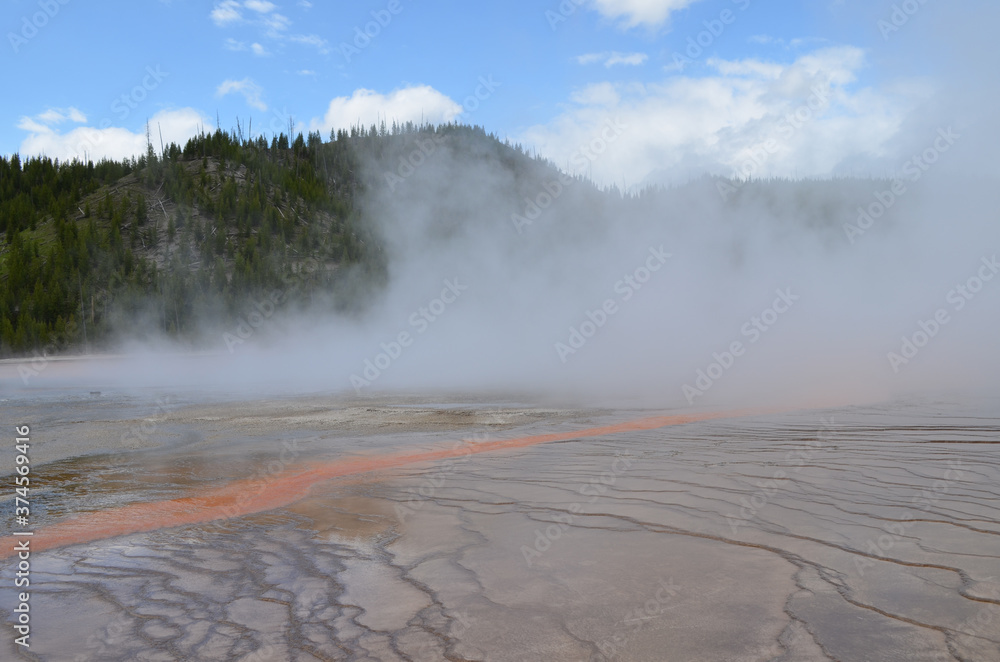 Late Spring in Yellowstone National Park: Bright Streamer From Steam ...