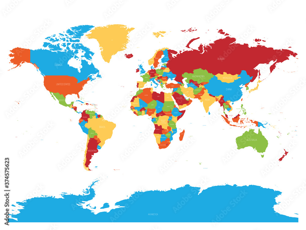 World map. High detailed political map of World with country names ...