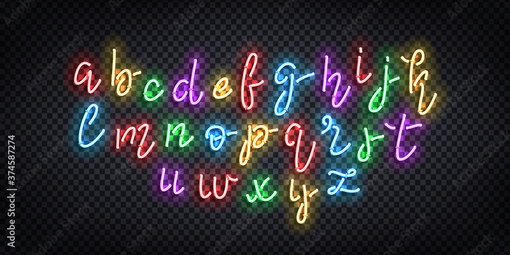Vector realistic isolated neon sign of Cursive font for template ...