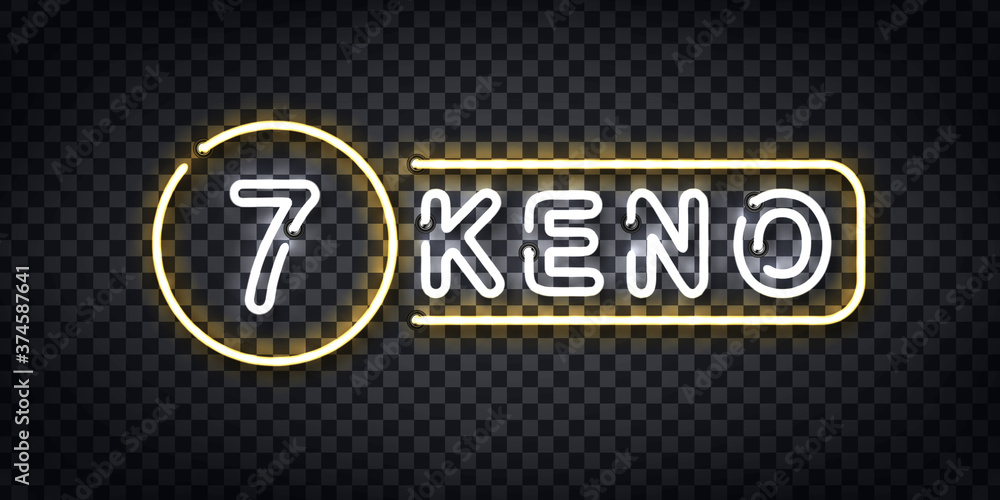 Vector realistic isolated neon sign of Keno logo for decoration and ...